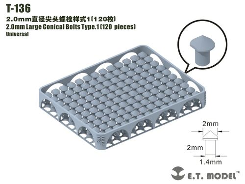 ET Model T-136 2.0 mm Large Conical Bolts Type1 (120 pieces)