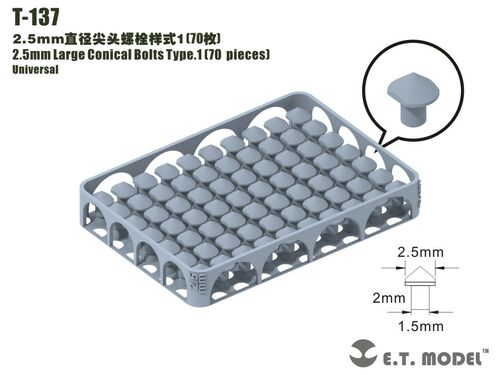 ET Model T-137 2.5 mm Large Conical Bolts Type 1 (70 pieces