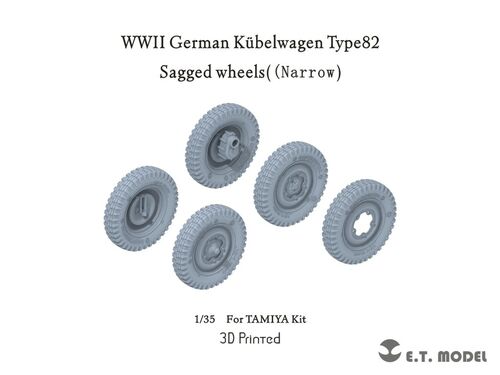 ET Model P35-138 German WWII Kubelwagen Type 82 - Sagged wheels Narrow (for Tamiya Kit)