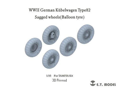 ET Model P35-139 German WWII Kubelwagen Type 82 - Sagged wheels Balloon Tyre (for Tamiya Kit)
