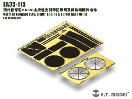 ET Model EA35-115 German MBT Leopard 2 A5 / A6 - Engine & Turret Rack Grills (for Tamiya Kit)