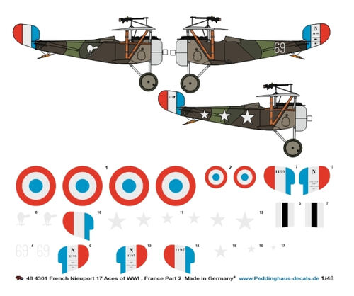 Peddinghaus-Decals 4301 French Nieuport 17 Aces of WWI - Part 2 (Massenet - Pendaries- Pillon)
