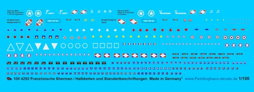 Peddinghaus-Decals 4292 French WWII Sherman and Halftracks and Standardmarkings