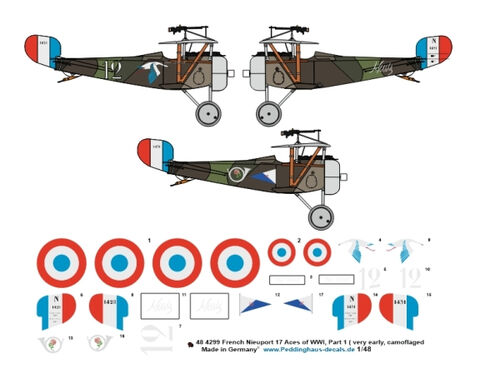 Peddinghaus-Decals 4299 French Nieuport 17 Aces of WWI - Part 1 (Dorme- Se Sevin - Brocart)