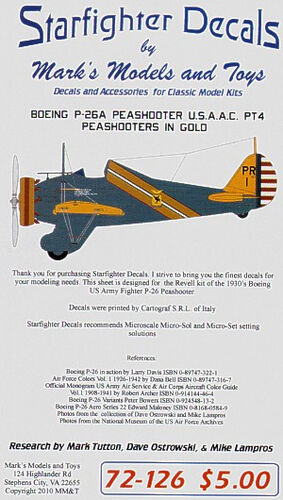 Starfighter Decals 72126 Boeing P-26 A/C Peashooters in Gold - Part 4
