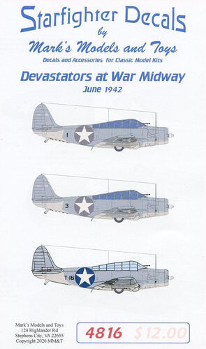 Starfighter Decals 48016 Devastators at Midway June 1942 (5 schemes)