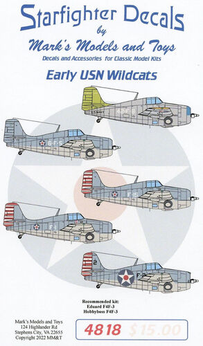 Starfighter Decals 48018 Early F4F-3 Wildcats in US Navy Service