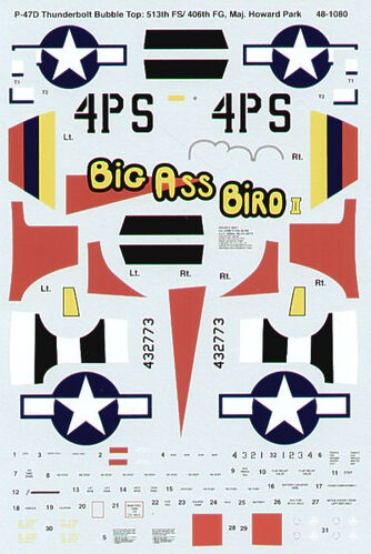 Microscale 481080 Republic P-47 D Thunderbolt 'Bubbletop' (1 scheme)
