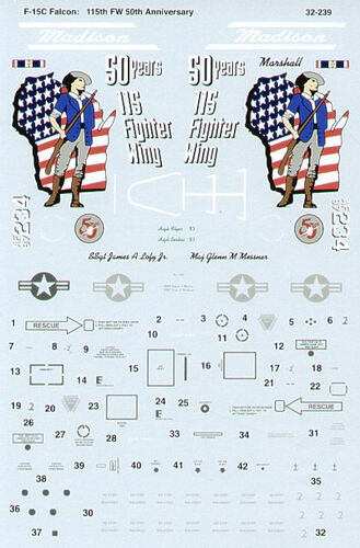 Microscale 32239 Lockheed-Martin F-16 C - 87-234 115 FW 50th Anniversary (1 scheme)