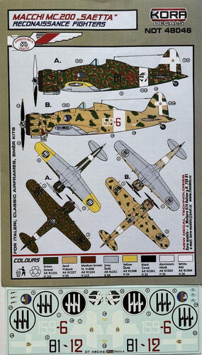 Kora Models NDT48046 Macchi MC.200 'SAETTA' Reconaissance Fighters (for Italeri, Classic Airframes, Smer)