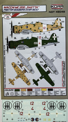 Kora Models NDT48049 Macchi MC.200 'SAETTA' Fighter Bombers Over Sicily (For Italeri, Classic Airframes, Smer)