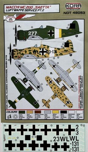 Kora Models NDT48053 Macchi MC.200 'SAETTA' Luftwaffe Service Pt.2 (For Italeri, Classic Airframes, Smer)