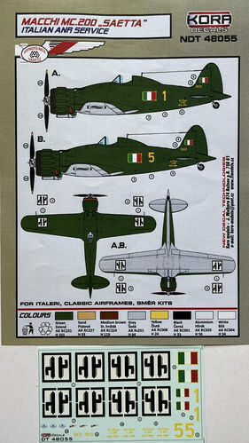 Kora Models NDT48055 Macchi MC.200 'SAETTA' Italian ANR Service (For Italeri, Classic Airframes, Smer)