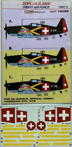 Kora Models NDT72082 Doflug D.3800 Swiss Air Force Part 3. (For RS Models, Special Hobby, Hasegawa, etc.)