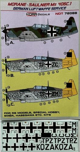 Kora Models NDT72088 Morane-Saulnier Ms 406C.1 - German Luftwaffe Service (For RS Models, Special Hobby, Hasegawa, etc.)