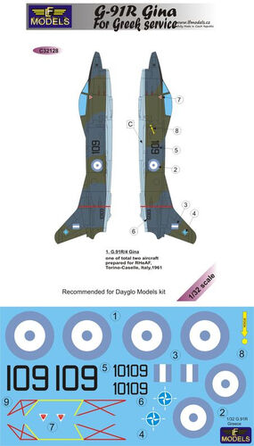 LF Models C32128 G.91R Gina For Greek Service (For Dayglo Models)