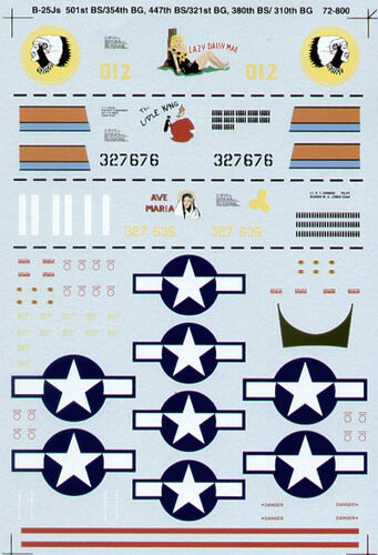 Microscale 72800 North American B-25 J Mitchells (3 schemes)
