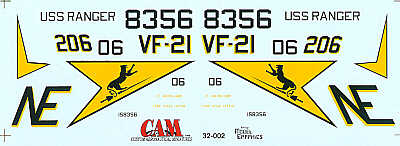CAM 32002 McDonnell-Douglas F-4 J Phantom - 158356 NE/206 VF-21 Freelancers USS Ranger