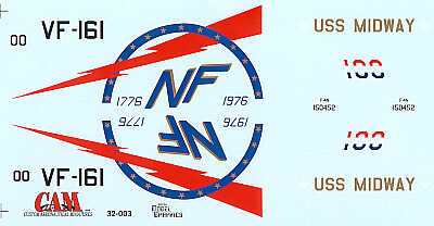 CAM 32003 McDonnell-Douglas F-4 N Phantom - 150452 NF/100 VF-161 Vigilantes Bi-Centennial (for F-4 B Tamiya kits)