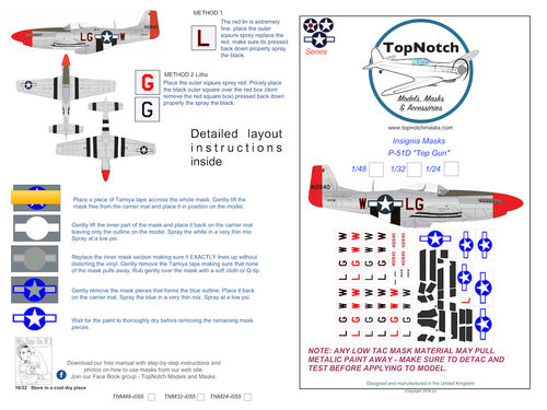 TopNotch 24-I55 North American P-51 D Mustang Top Gun LG-W (for Airfix and Trumpeter kits)