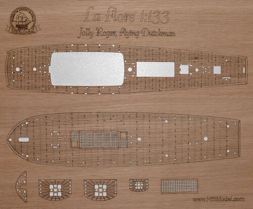 HiSModel D108-O Jolly Roger, Flying Dutchman, La Flore - Oak wooden deck