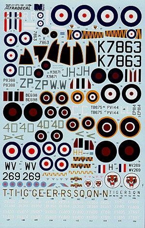 Xtradecal 72106 RAF 74th (Tiger) Sqn 1918 to 1992 (10 schemes)