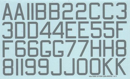 Xtradecal 48050 RAF WWII 48 and 30 inches bomber squadron code letters and numbers - medium sea grey (double sheet)