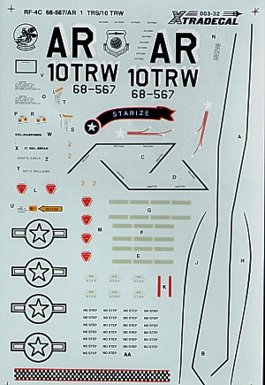 Xtradecal 32003 McDonnell RF-4C Phantom - 68-657 'Starize' 10 TRW Alconbury 1986
