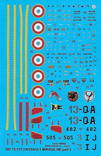 Berna Decals 72131 Dassault Mirage III E Armee de l'Air (French Air Force) Part 3