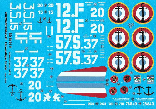 Berna Decals 48024N Grumman F6F-5 Hellcat of French Aeronavale in: Indochina, France & Tunisia (4 schemes)