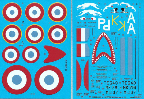 Berna Decals 32006N Supermarine Spitfire LF Mk.IX - French in Indochina (3 schemes)