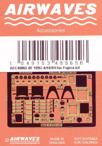 Airwaves C48065 Messerschmitt Bf-109 G-6/10 and K-4 - Detail Set (designed to be used with Fujimi kits)
