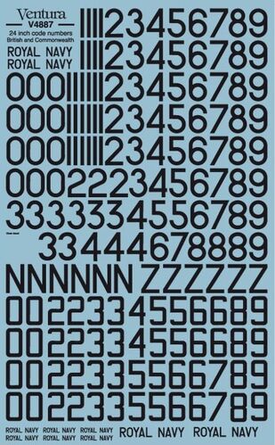 Ventura 4887 24 inch RAF and Commonwealth numbers and NZ letters in rounded and square styles - black