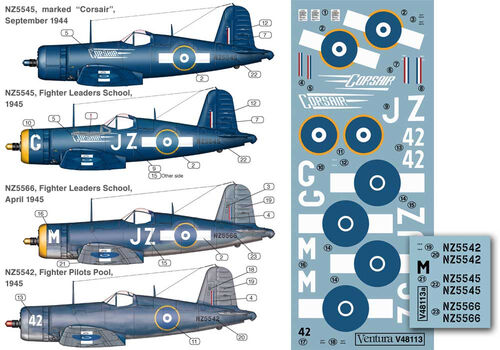 Ventura 48113 F4U-1D Corsairs in RNZAF service - Home based, Fighter Leaders School (4 schemes)