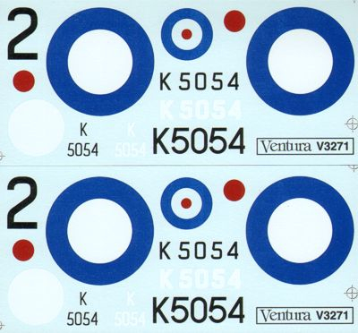 Ventura 3271 Supermarine Spitfire Prototype K5054 numbered 2 Decals
