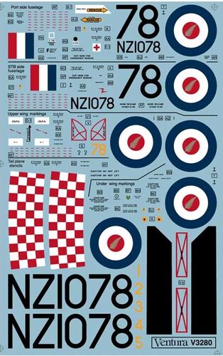 Ventura 3280 Harvard in RNZAF service - Decals with Silver Fern roundel (Red Checkers aerobatic team)