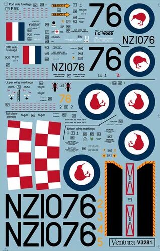 Ventura 3281 Harvard in RNZAF service - Decals with Kiwi roundel (Red Checkers aerobatic team)