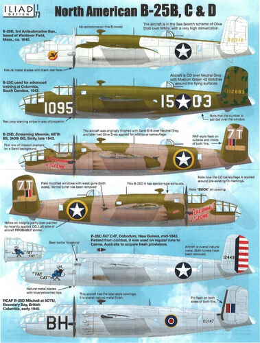 Iliad Design 72019 North American B-25 B/C/D Decals Kit