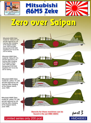 H-Model Decals D48063 Mitsubishi A6M5 Zeke - Over Saipan (Part 3)
