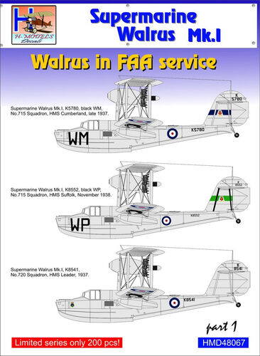 H-Model Decals D48067 Supermarine Walrus Mk.I/Mk.II in FAA Service (Part 1)