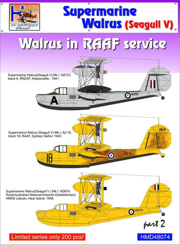 H-Model Decals D48074 Supermarine Walrus Mk.I/Mk.II / Seagull Mk.V in RAAF Service (Part 2)