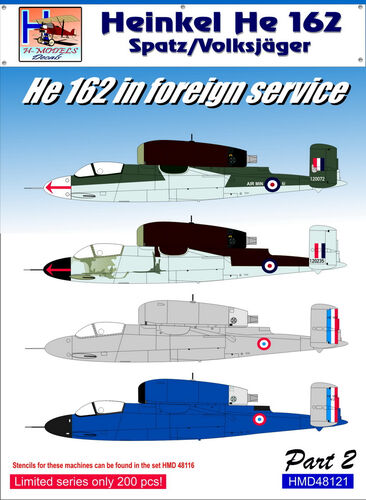 H-Model Decals D48121 Heinkel He-162 A-2 Salamander in Foreign Service (Part 2)