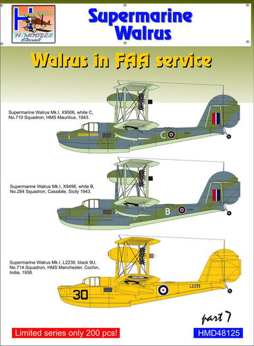 H-Model Decals D48125 Supermarine Walrus Mk.I/Mk.II in FAA Service (Part 7)