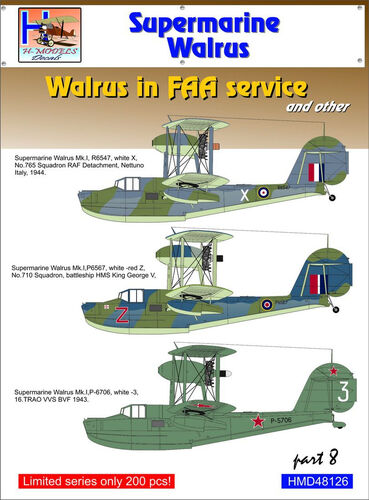 H-Model Decals D48126 Supermarine Walrus Mk.I/Mk.II in FAA Service and VVS (Part 8)
