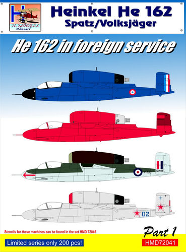 H-Model Decals D72041 Heinkel He-162 A-2 in Foreign Service (Part 1)