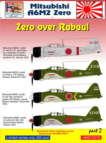 H-Model Decals D72078 Mitsubishi A6M2 Zero - Over Rabaul (Part 2)