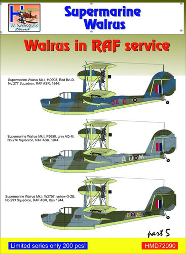 H-Model Decals D72090 Supermarine Walrus Mk.I in RAF Service (Part 5)