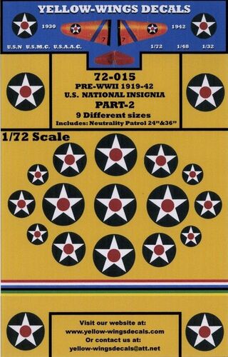 Yellow Wings 72015 US National Insignia Part 2 - 9 Different Sizes (1919-1942)