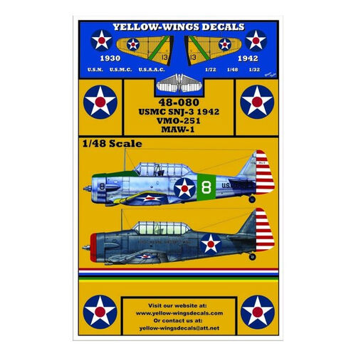 Yellow Wings 48080 North-American SNJ-3 [T-6 Texan] Decals