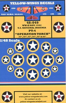 Yellow Wings 48049 US National Insignia Operation Torch (November 1942) - 6 sizes